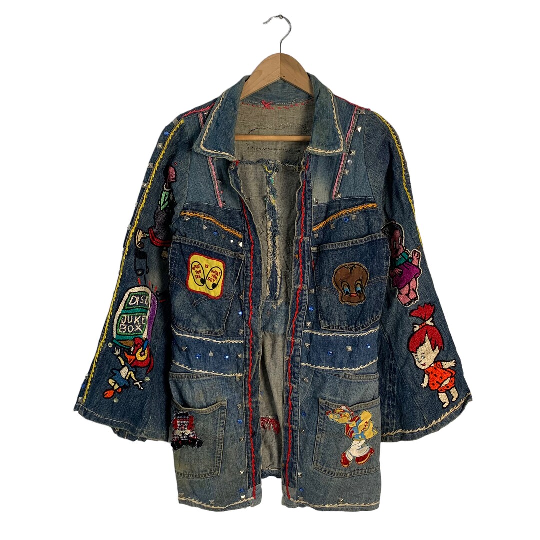 Vintage Custom Made Selvedge Full Cartoon Patches Jacket - Etsy