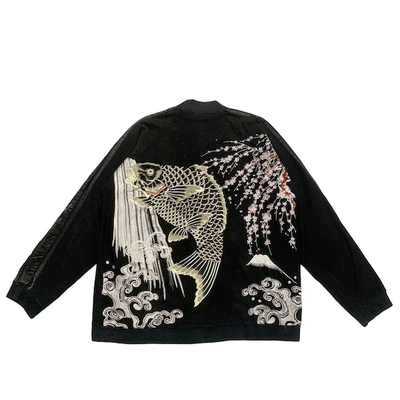 Vintage Japanese Classic Script Koi Fish Motive Jacket - Gem