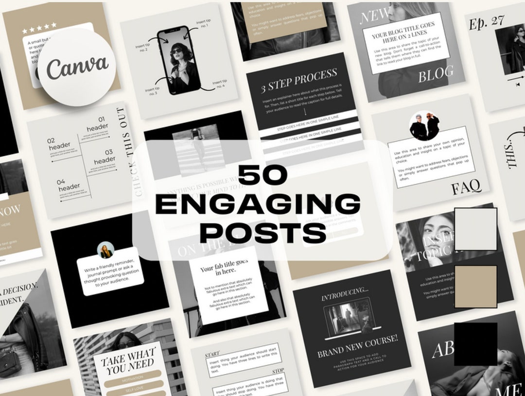 50 Engaging Posts Editable on CANVA, Instagram Posts, Customizable for ...