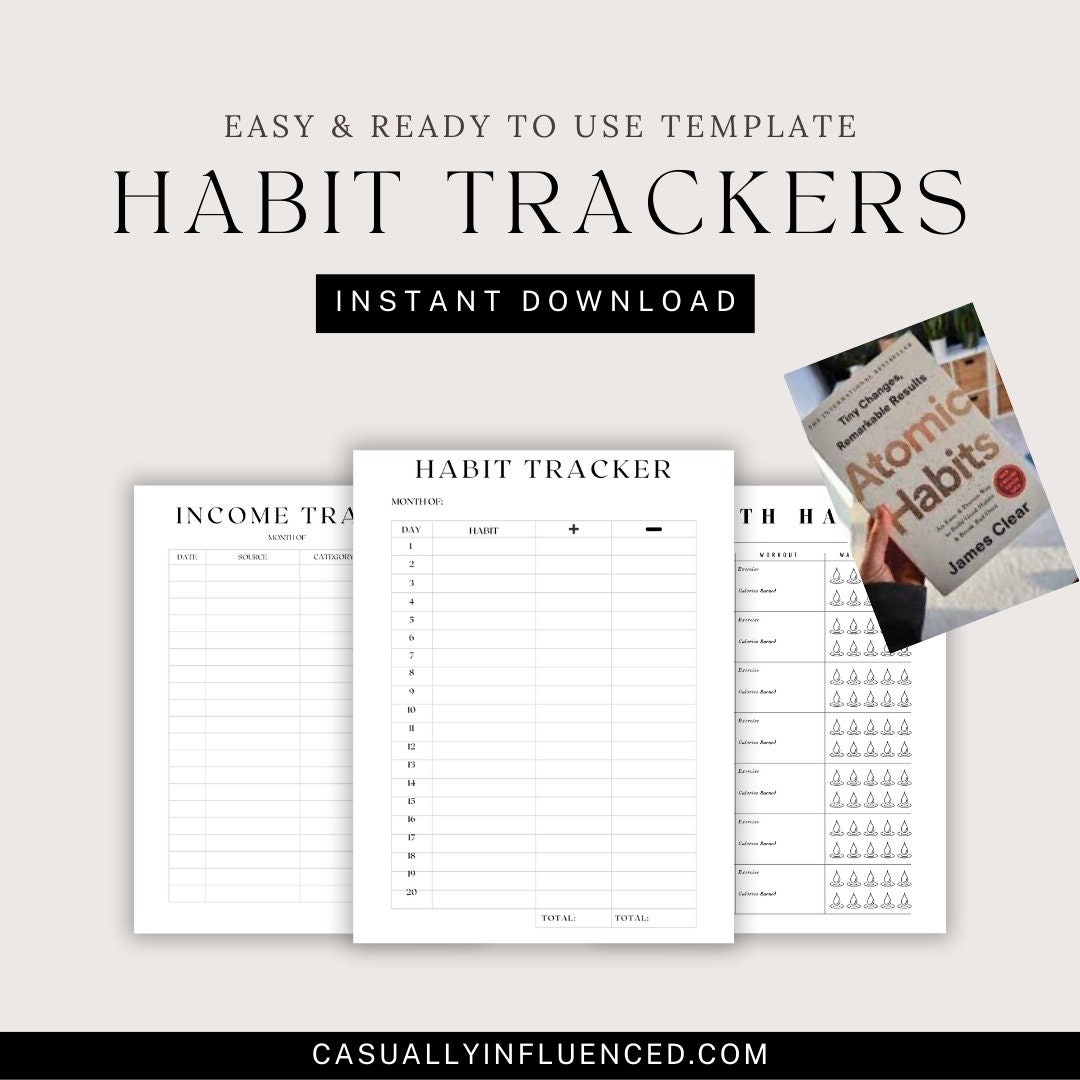 Atomic Habits Habit Tracker Kit, Income Tracker, Templates, Instant ...