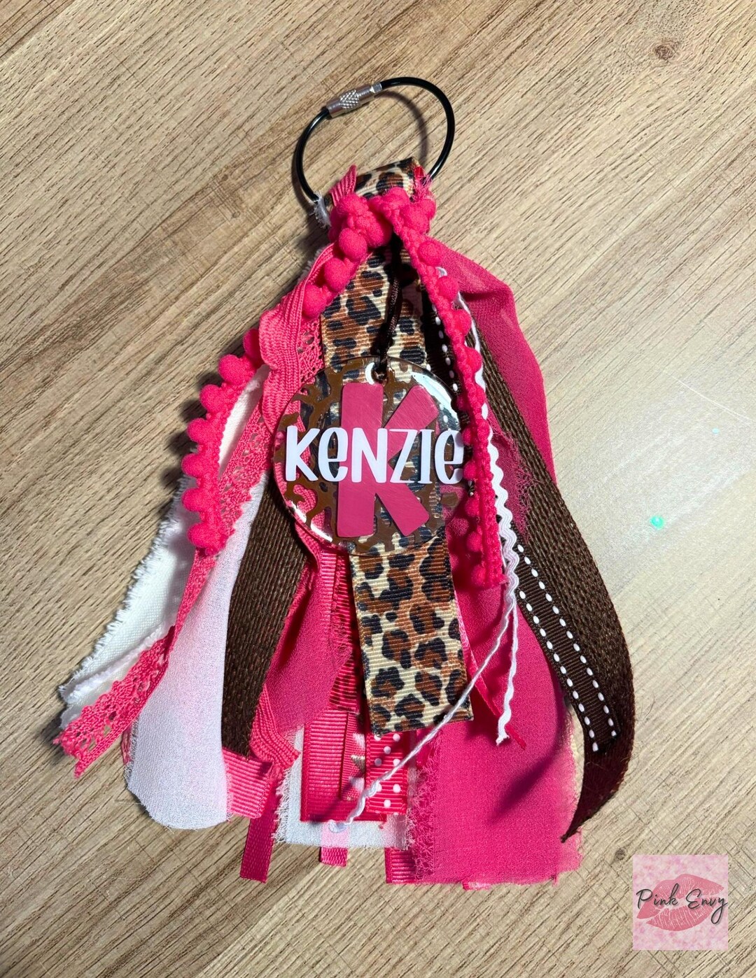 Leopard & Pink Ribbon Bag Tag – Personalized Acrylic Charm - Etsy