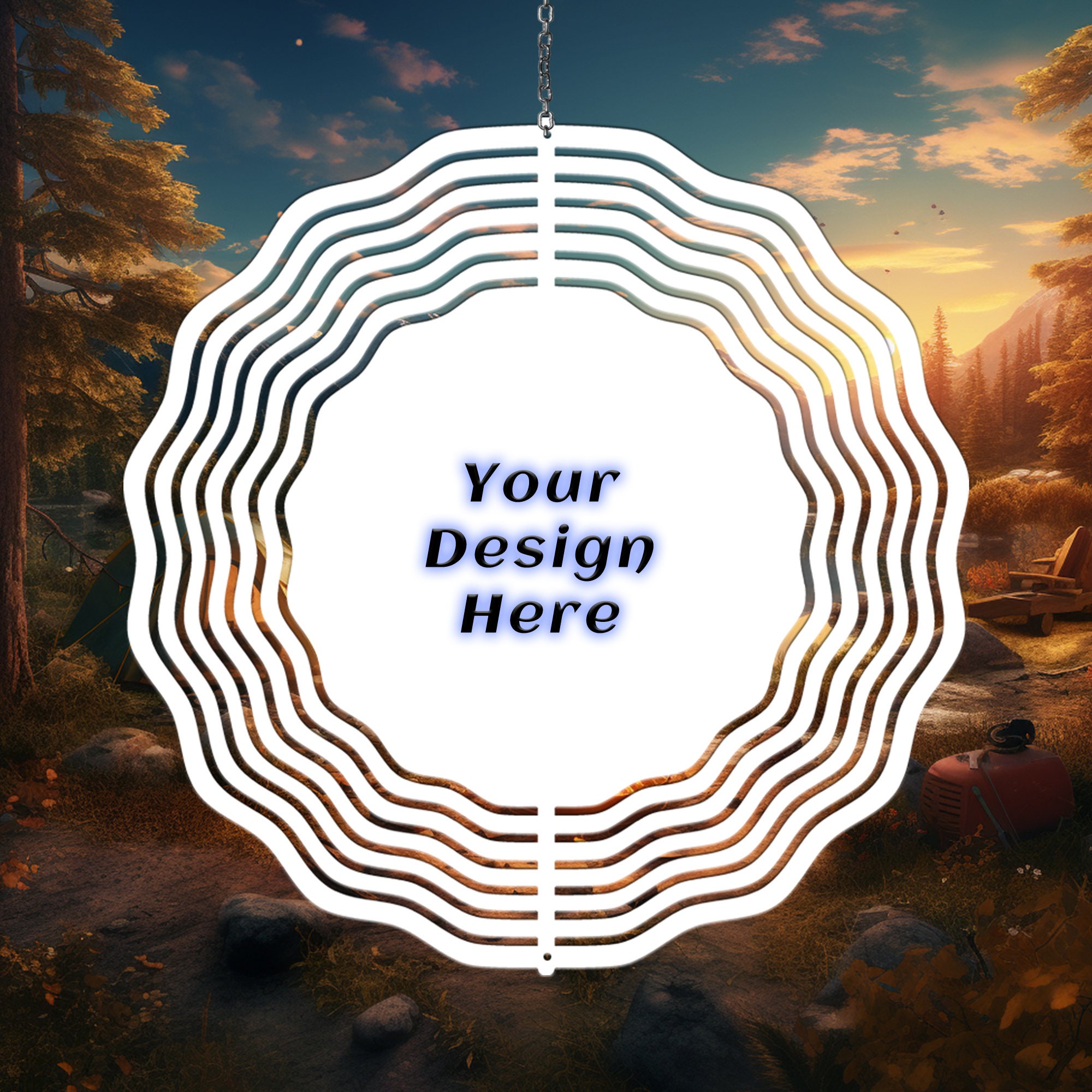 Set of Four Wind Spinner Mockup Template Bundle, Camping Theme ...