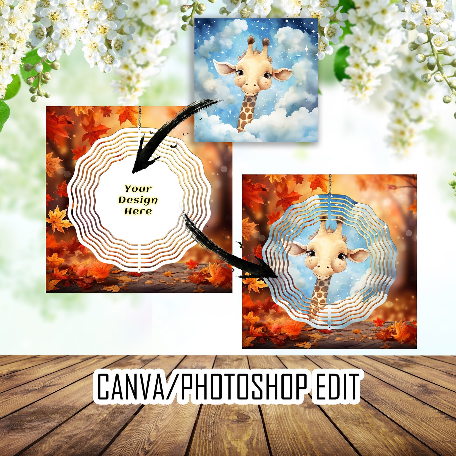 Set of Four Wind Spinner Mockup Template Bundle, Wedding Theme ...