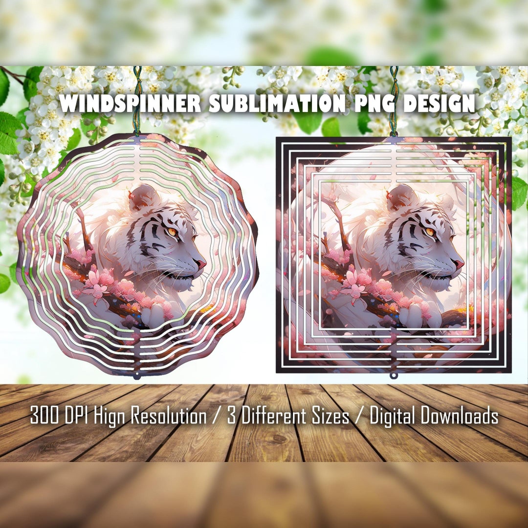 Floral Tiger Wind Spinner Sublimation Designs Png, House and Garden ...