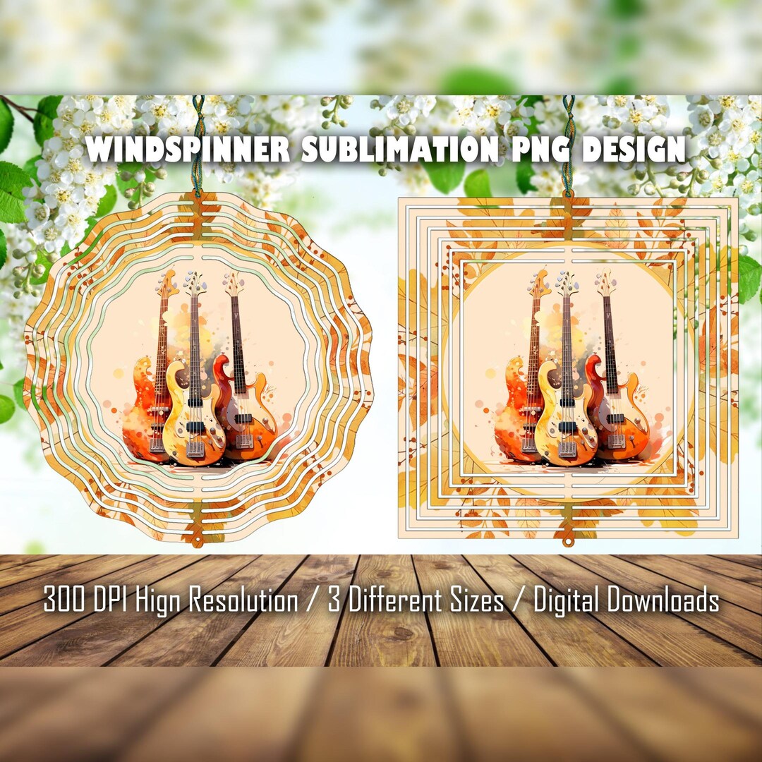 Bass Guitars Wind Spinner Sublimation Designs Png, House and Garden ...