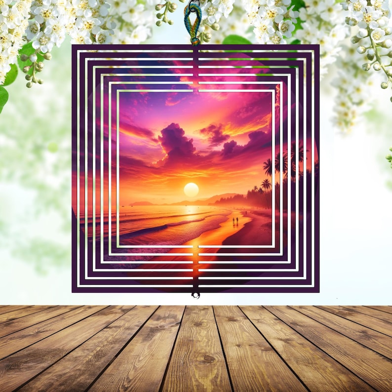 Sunset Beach Wind Spinner Sublimation Designs Png, House and Garden ...