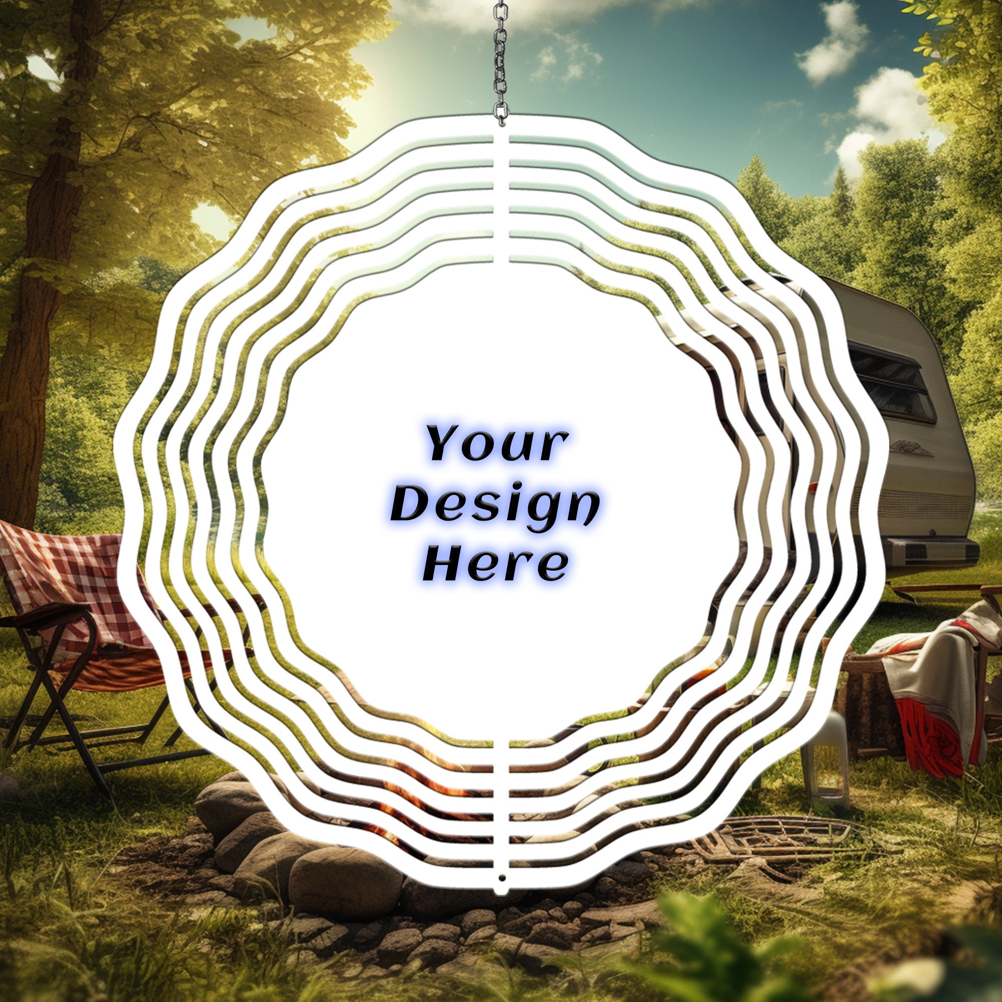 Set of Four Wind Spinner Mockup Template Bundle, Camping Theme ...