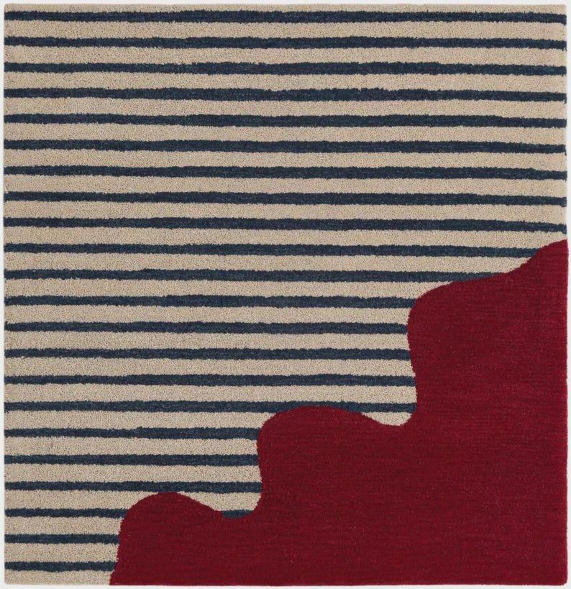Hand-tufted Wool Area Rug | Red & Beige Abstract Stripes - Etsy