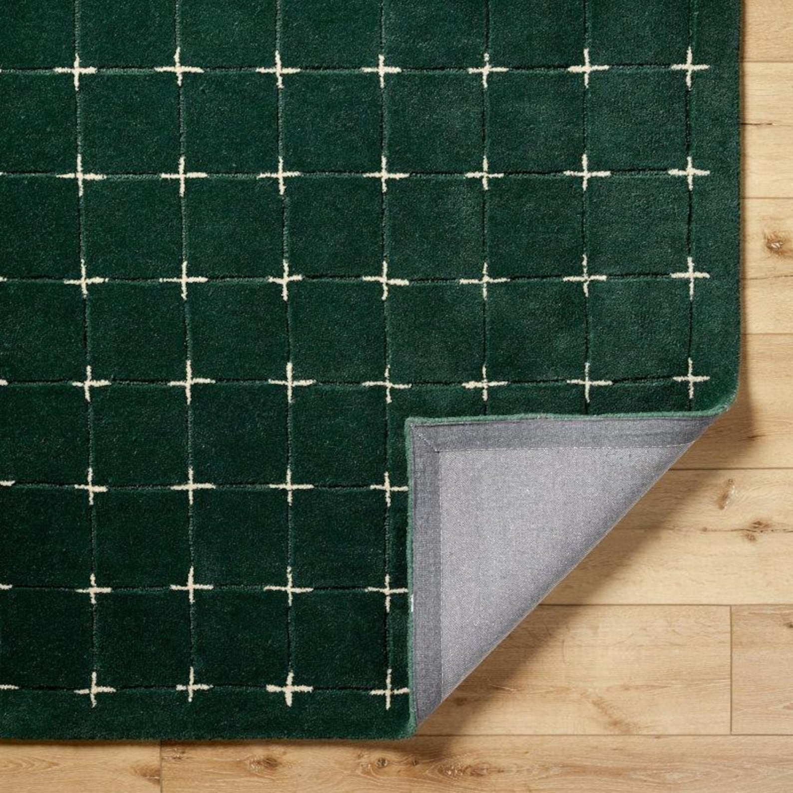 Green and Blue Grid Woolen Area Rugs & Handmade Tufted 100% Wool Carpet ...