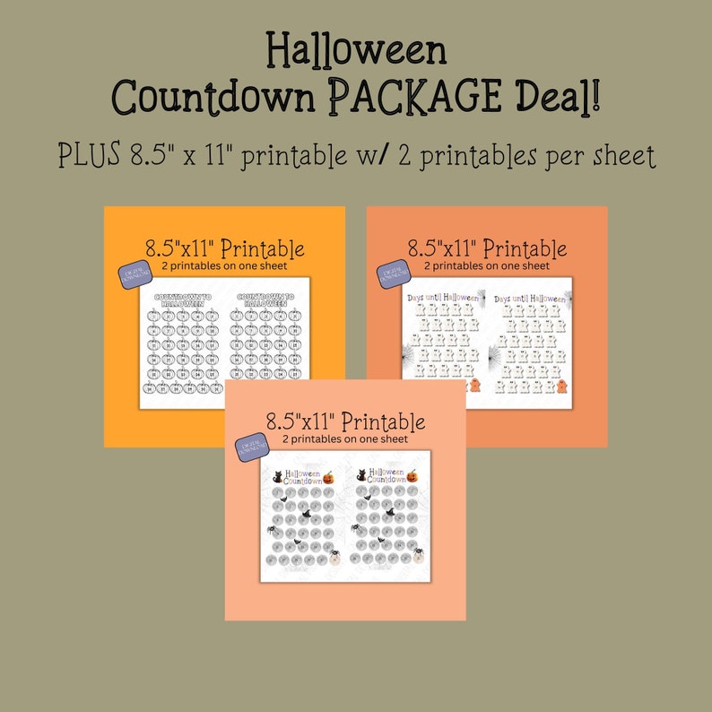 Halloween Countdown Tracker Printable BUNDLE, 30-day Holiday Countdown ...