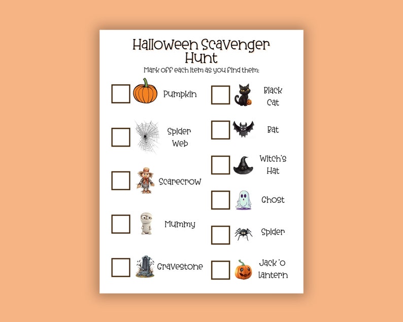Halloween Scavenger Hunt, Digital Printable for Family Fun, Halloween ...
