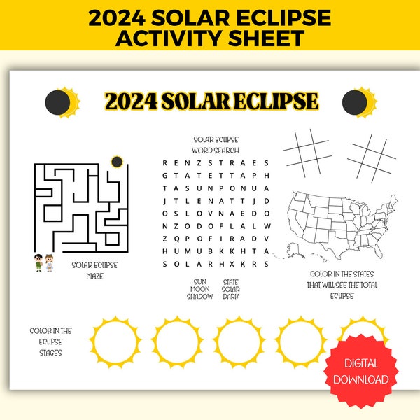 2024 Eclipse Coloring Sheet - Etsy