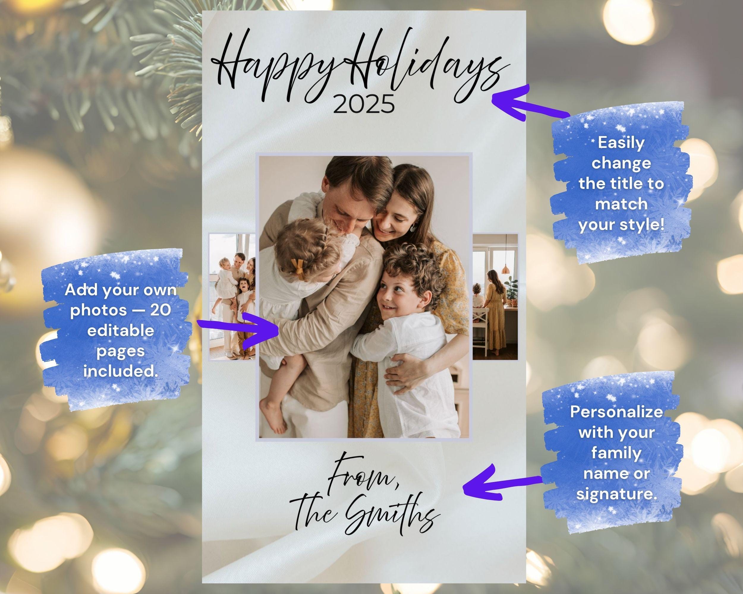 Editable Christmas Video Card Template, Custom Holiday Ecard Animated ...