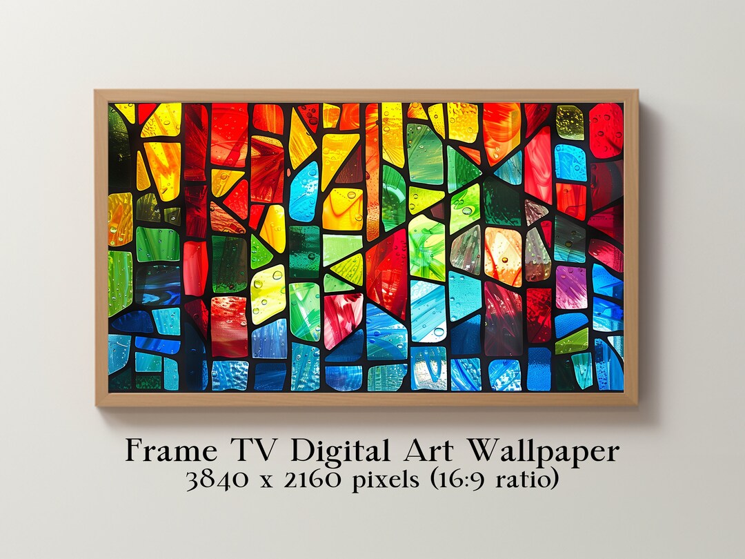 Samsung Frame TV Digital Stained Glass Window Wallpaper, Colorful ...