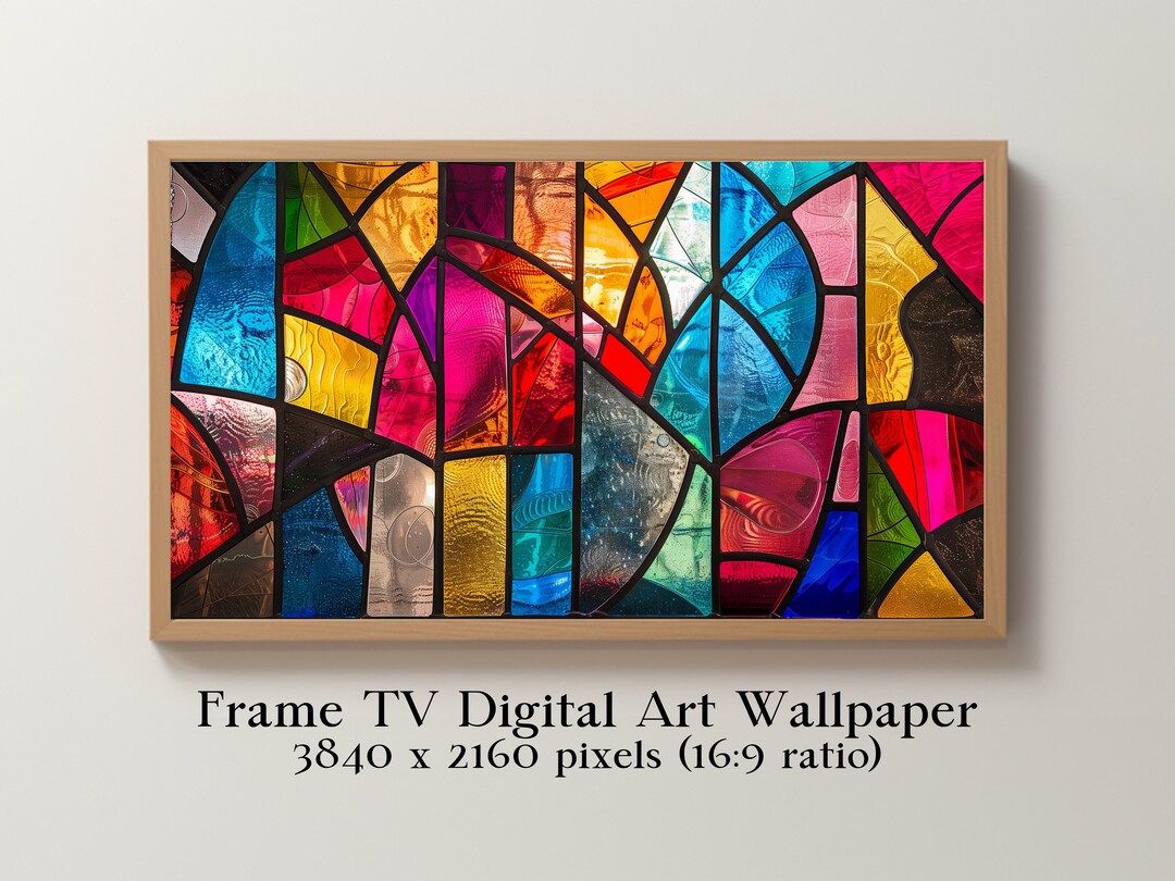 Samsung Frame TV Digital Stained Glass Window Wallpaper, Colorful ...