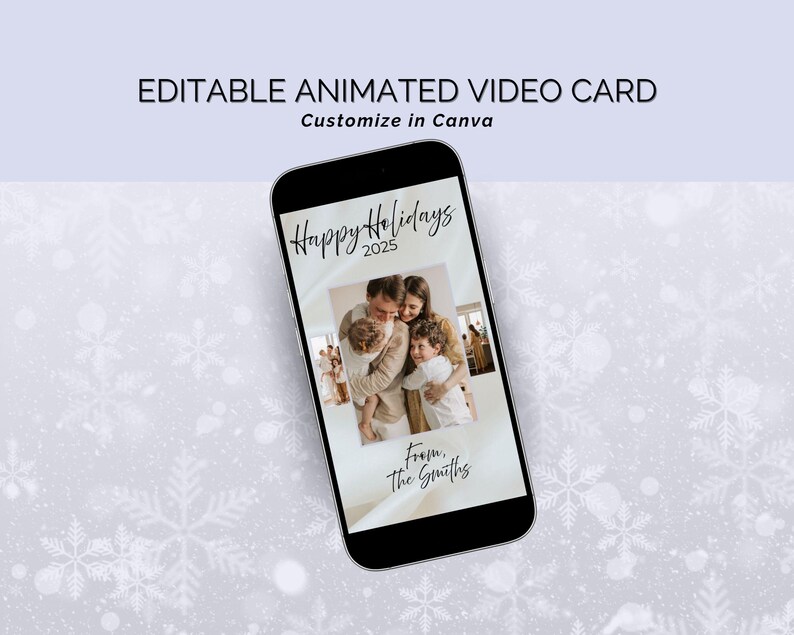 Editable Christmas Video Card Template, Custom Holiday Ecard Animated ...