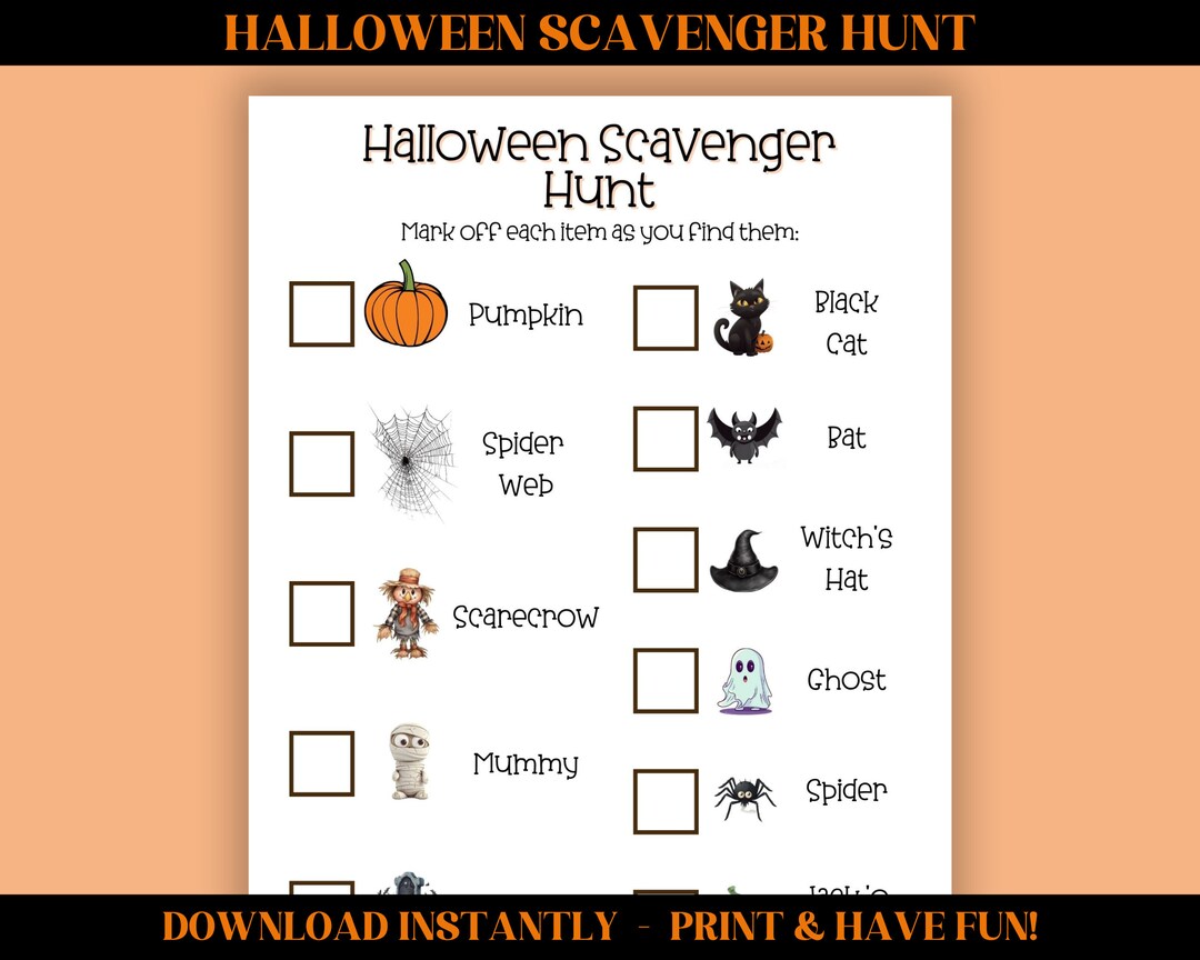 Halloween Scavenger Hunt, Digital Printable for Family Fun, Halloween ...