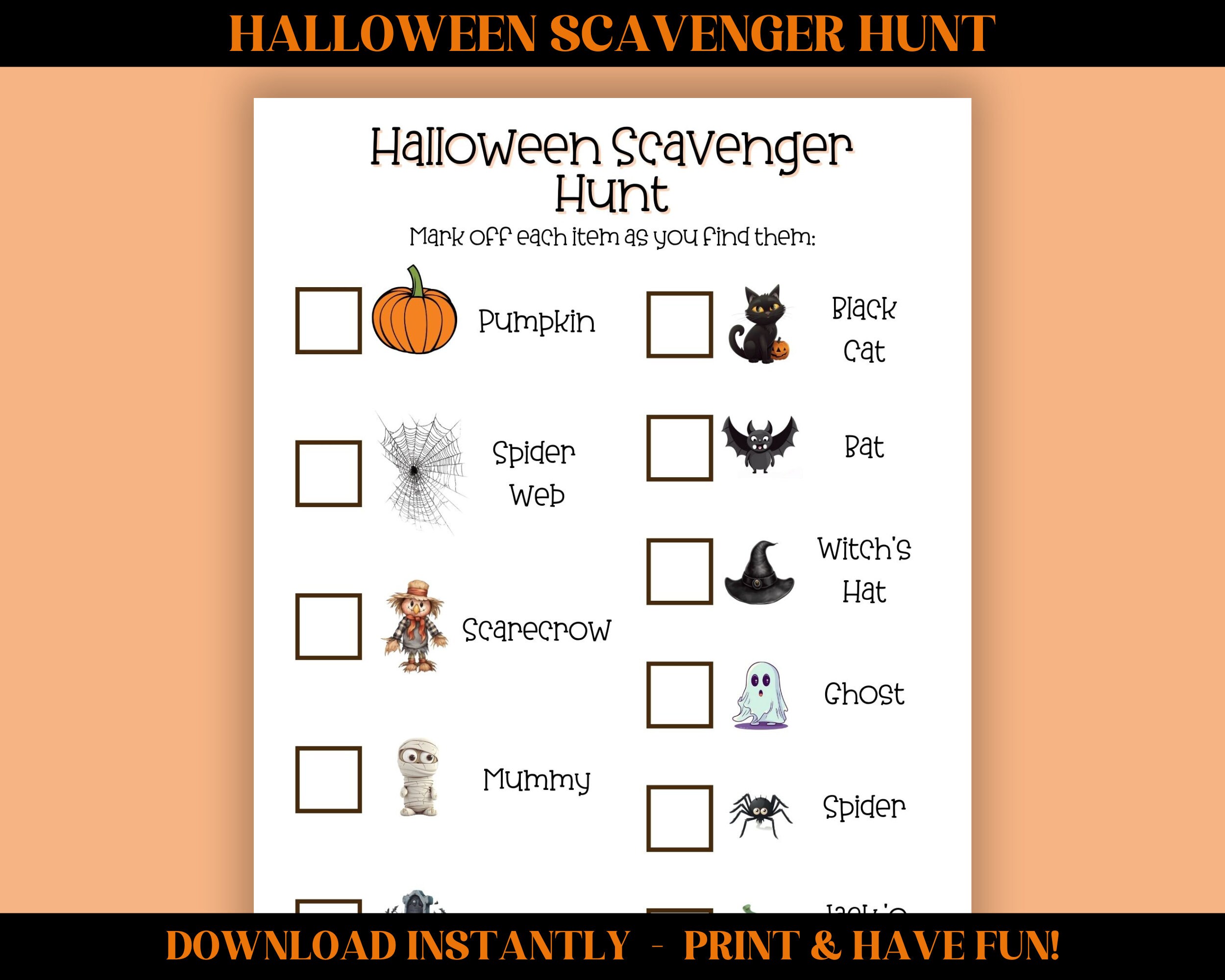 Halloween Scavenger Hunt, Digital Printable for Family Fun, Halloween ...