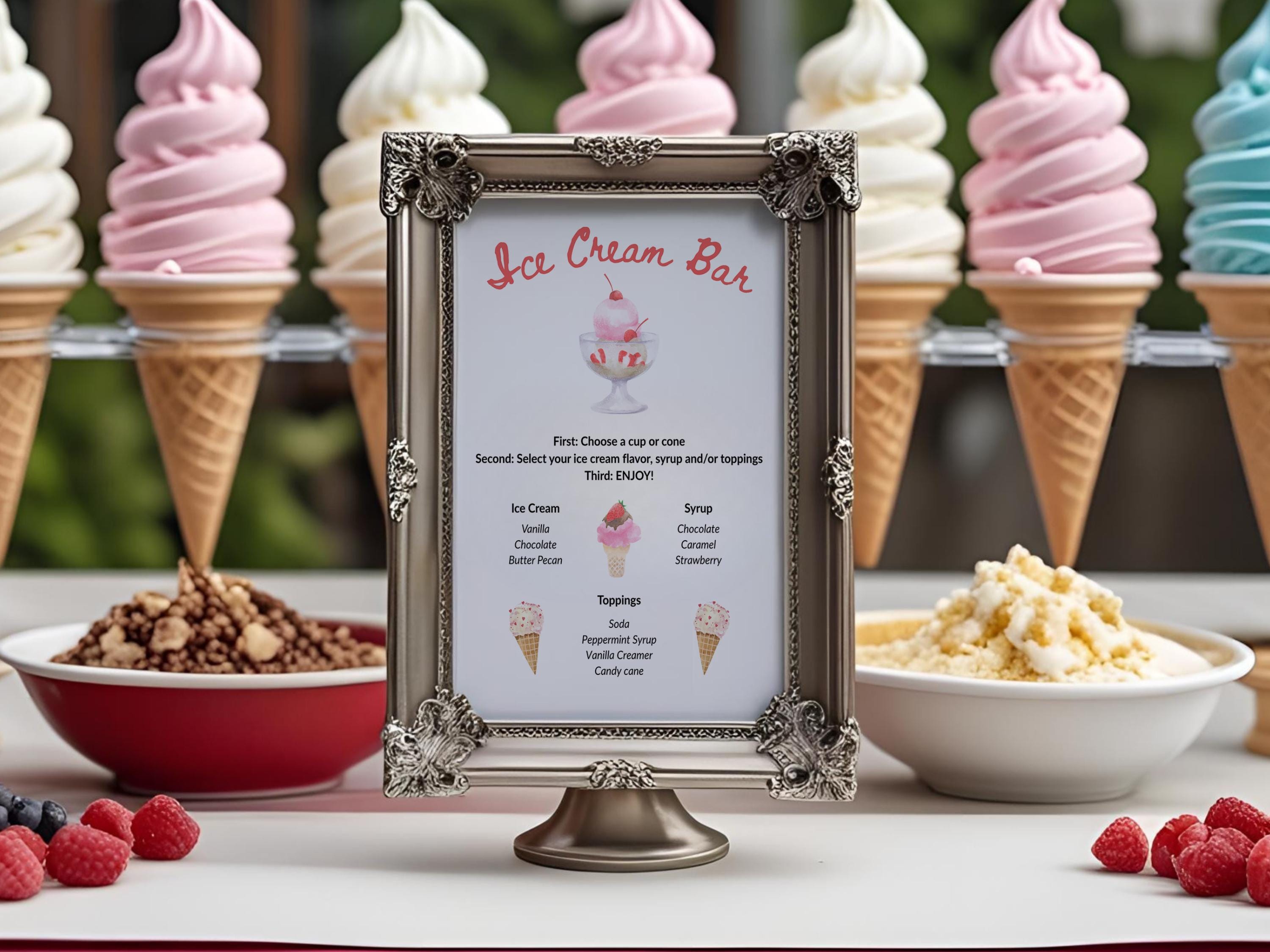 Ice Cream Bar Sign Template, Small Personalized Menu, Custom Event DIY ...