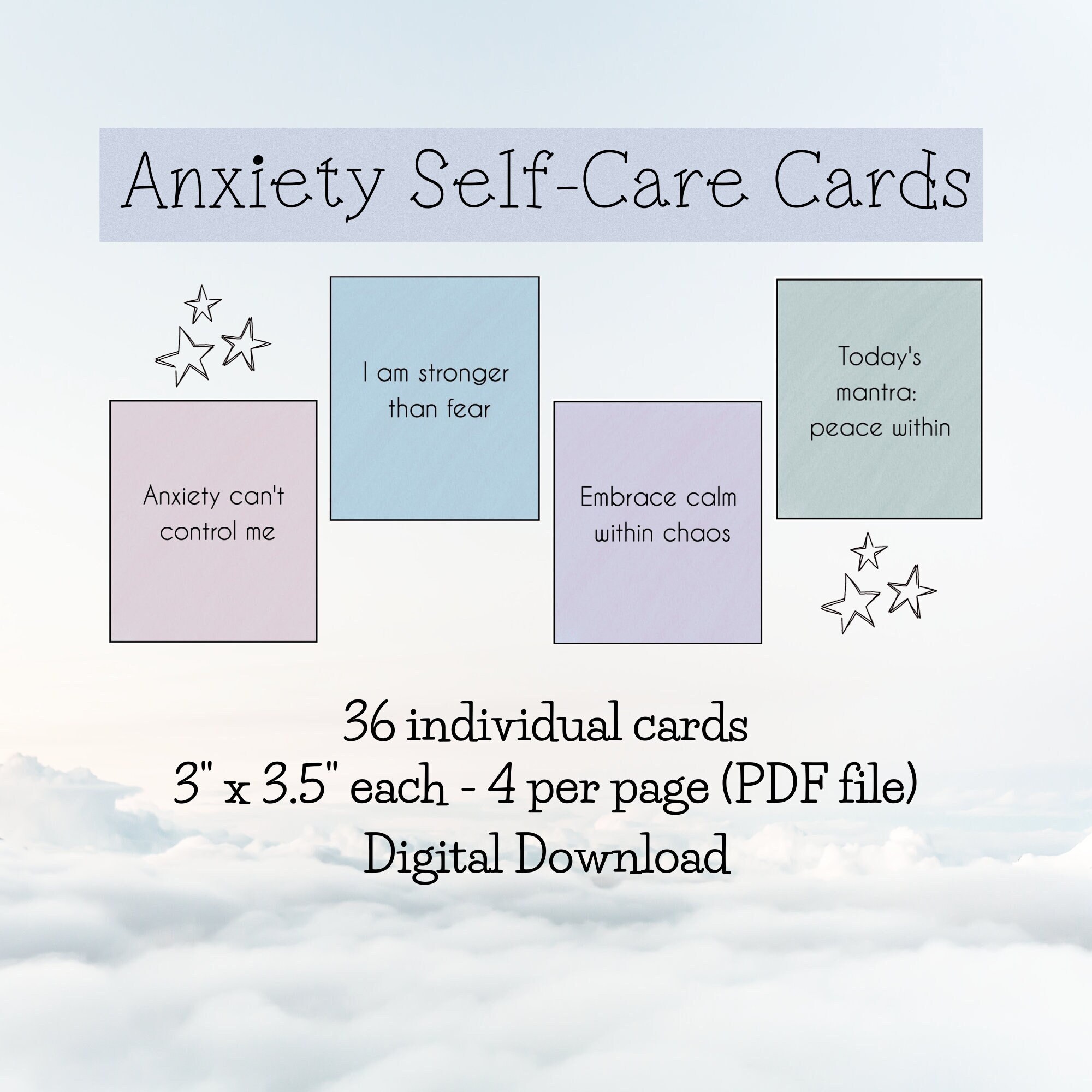 Affirmation Cards Printable, Positive Affirmations for Self-care and ...