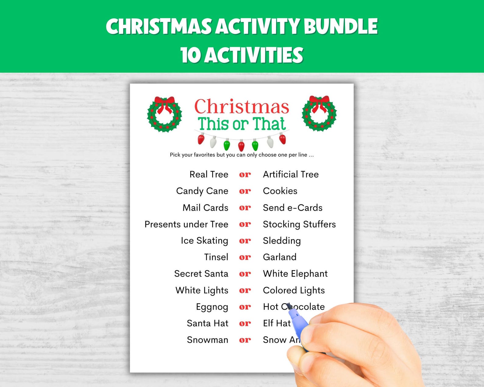 10 Christmas Game Bundle Printables, Kid & Family Friendly Activities ...