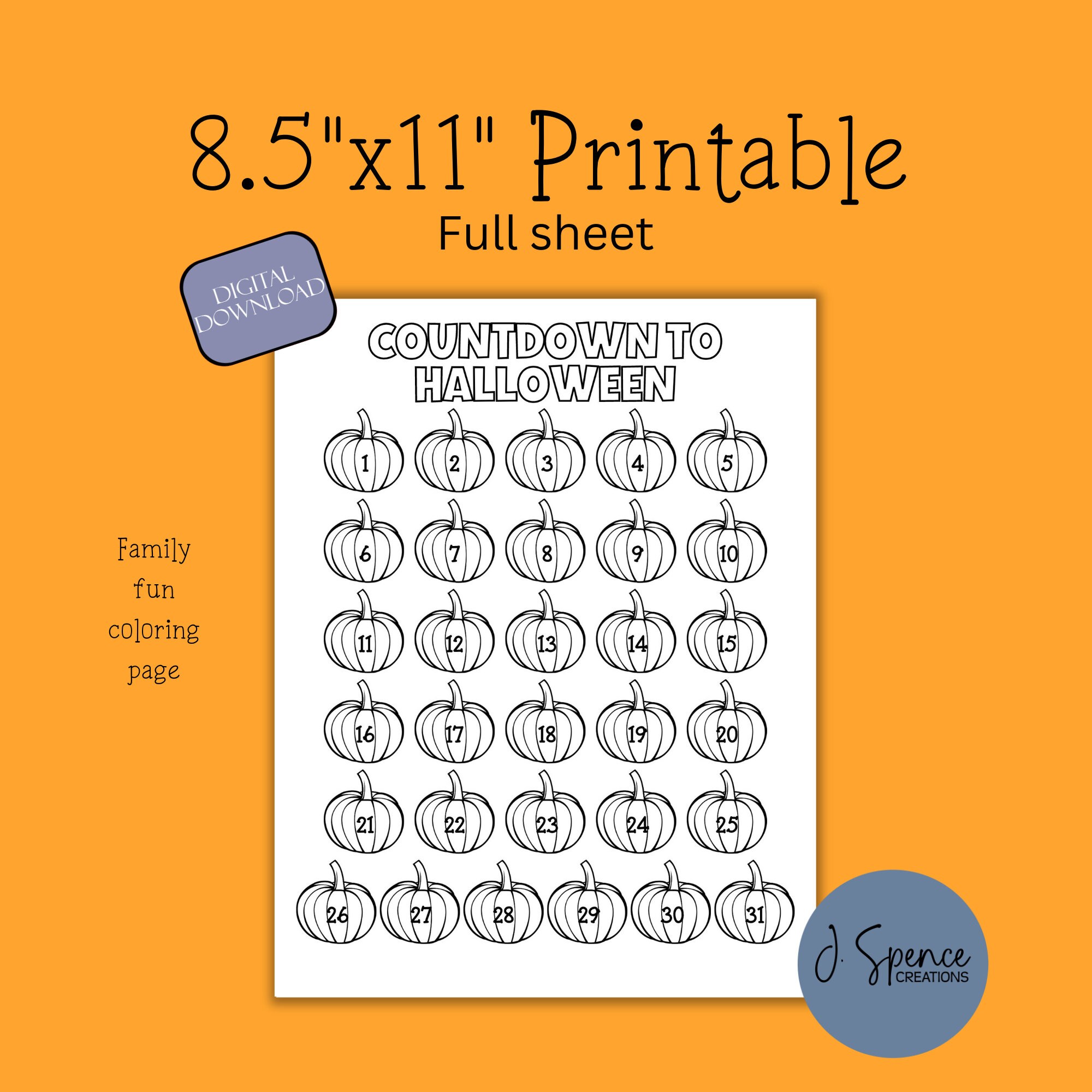Halloween Countdown Tracker Printable, Holiday Coloring Countdown ...