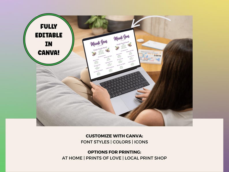 Mardi Gras Bar Sign Template, Adult Party Drink Menu Printable, Fat ...