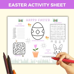 Printable Easter Coloring Placemat, Easter Kid's Activity Sheet, Easter ...
