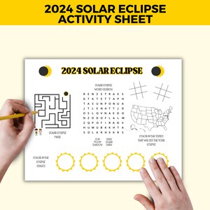 Printable 2024 Solar Eclipse Activity Placemat, Great North America ...