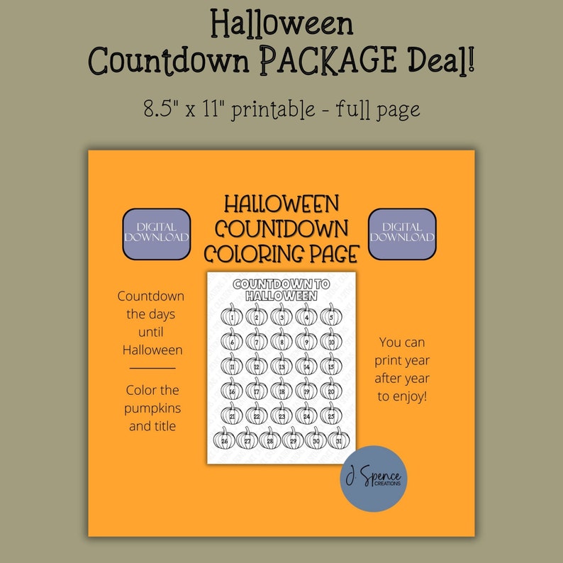 Halloween Countdown Tracker Printable BUNDLE, 30-day Holiday Countdown ...