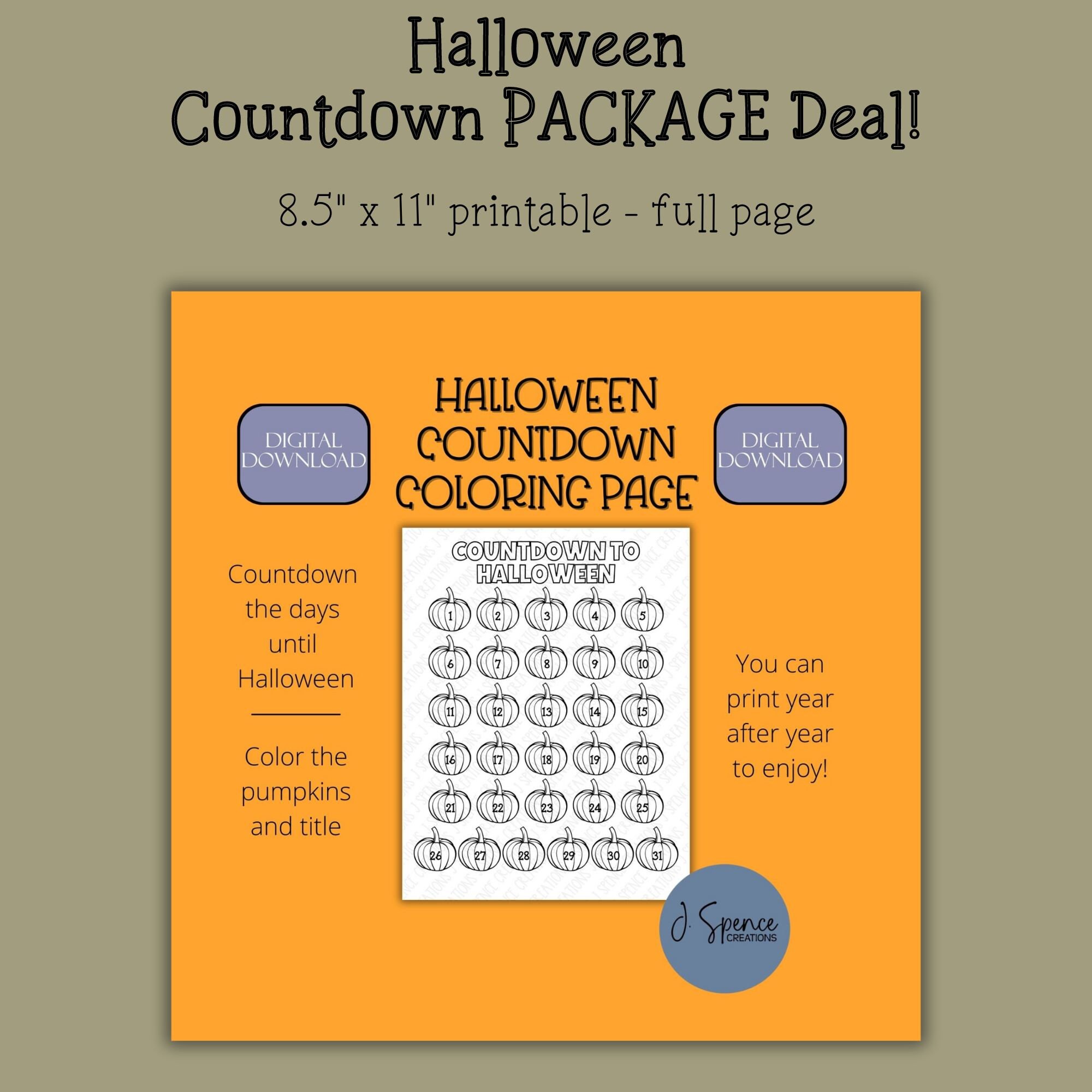 Halloween Countdown Tracker Printable BUNDLE, 30-day Holiday Countdown ...