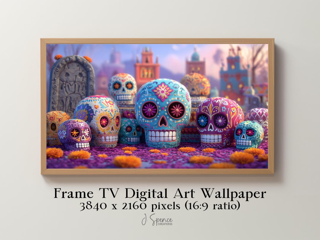 Dia De Los Muertos Frame TV Art, Day of the Dead Decor, Mexican Holiday ...