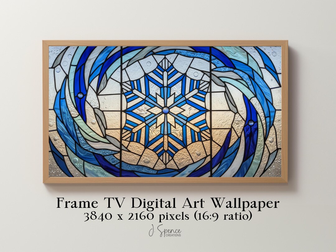 Winter Frame TV, Snowflake Art, Stained Glass Digital Download - Etsy