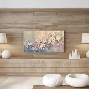 Frame TV Art, Flowering Tree in an Oil Painting Style, Pastel Calm ...