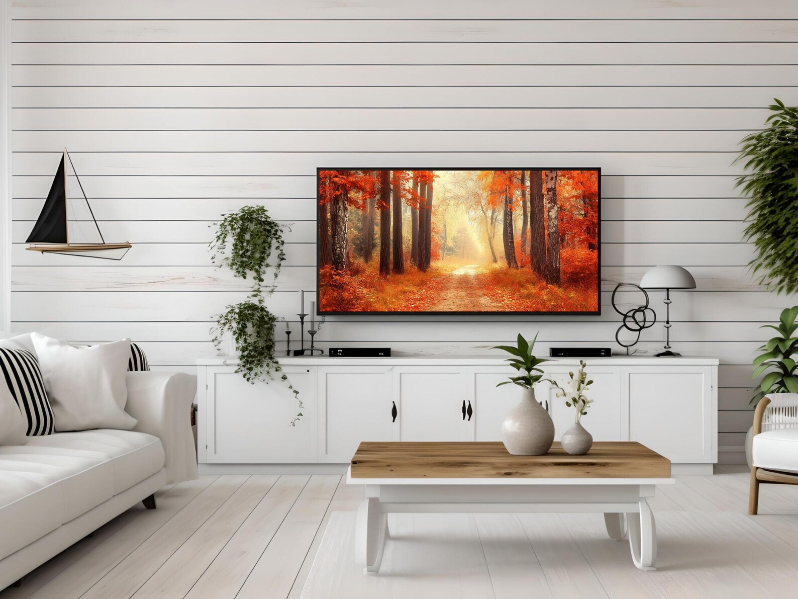 Frame TV Wallpaper, Fall TV Art, Rustic Leaves, Dirt Path Road, Crisp ...
