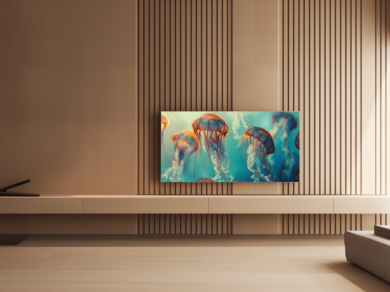 Frame TV Art, Colorful Jellyfish in the Ocean, Underwater Photography ...