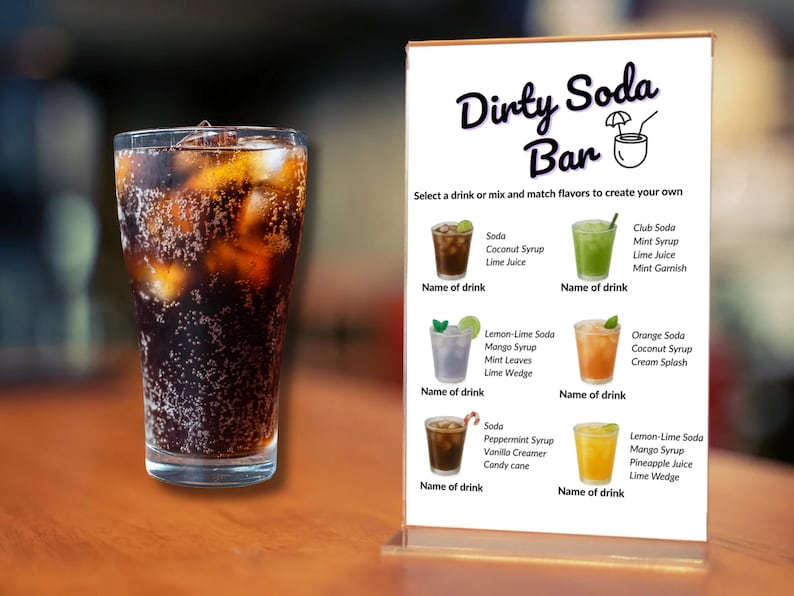 Dirty Soda Bar Sign Template, Bar Sign Wedding, Small Personalized ...
