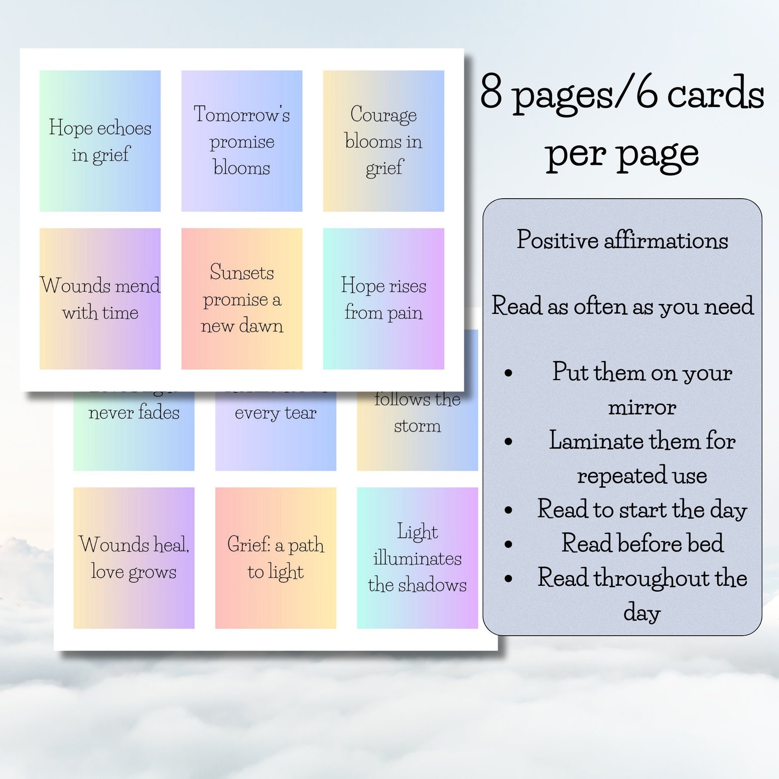 Affirmation Cards Printable, Positive Affirmations for Caregivers ...