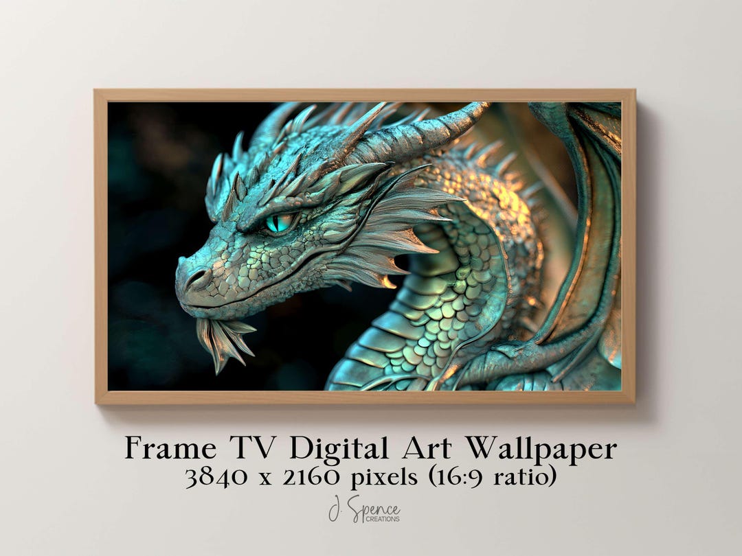 Samsung Frame TV Art Wallpaper, Shimmering Iridescent Dragon, Fantasy ...