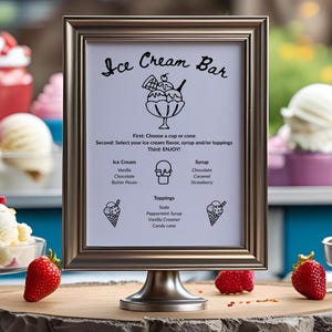 Ice Cream Bar Sign Template, Small Personalized Menu, Custom Event DIY ...