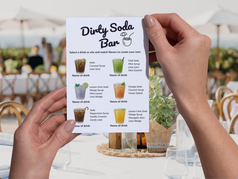 Dirty Soda Bar Sign Template, Bar Sign Wedding, Small Personalized ...