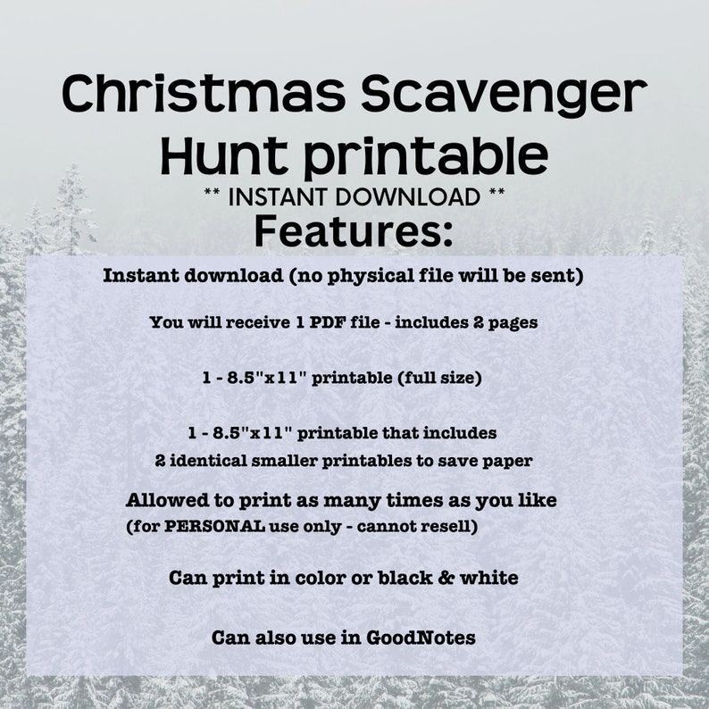 Christmas Scavenger Hunt Printable - Christmas Scavenger Hunt for Kids ...