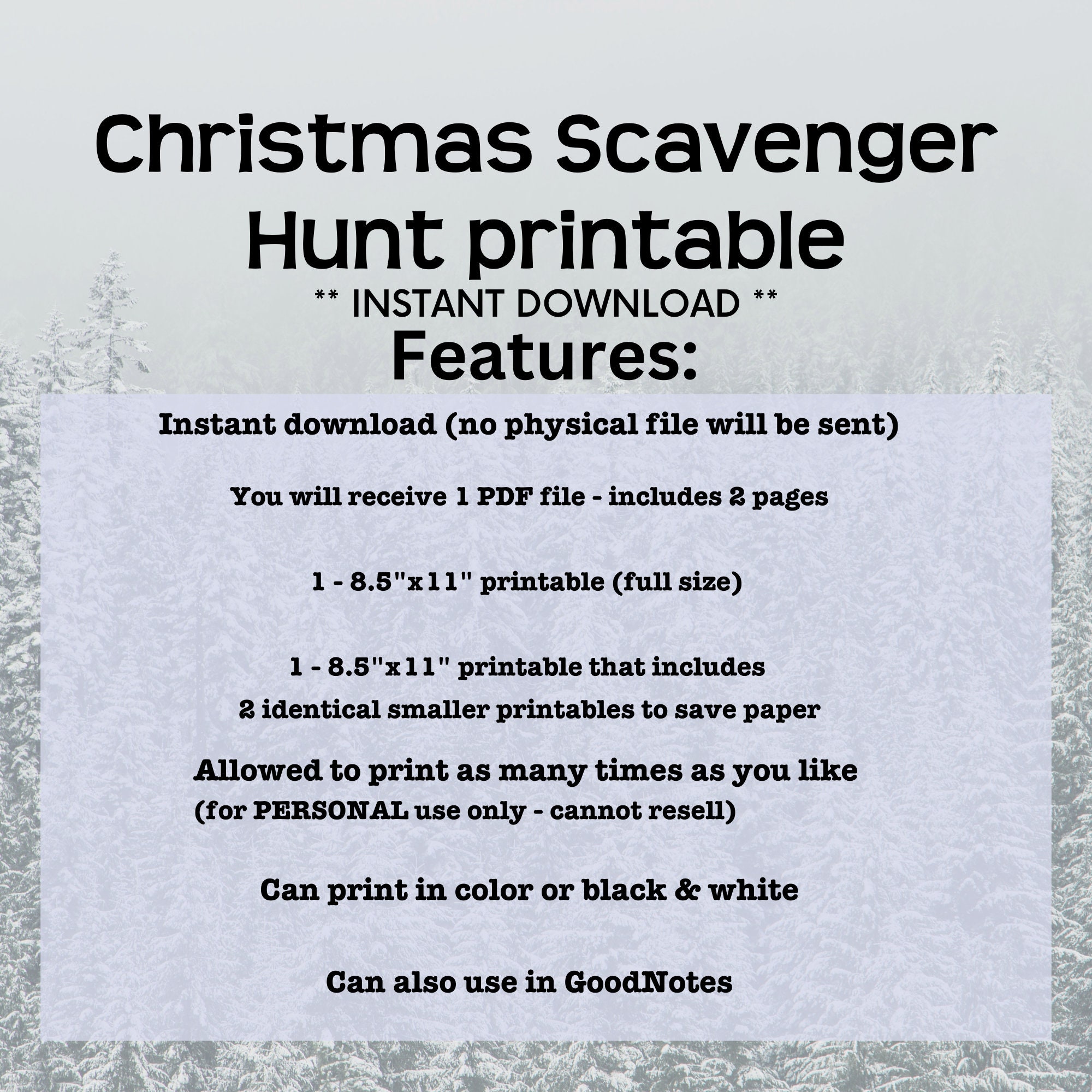 Christmas Scavenger Hunt Printable - Christmas Scavenger Hunt for Kids ...