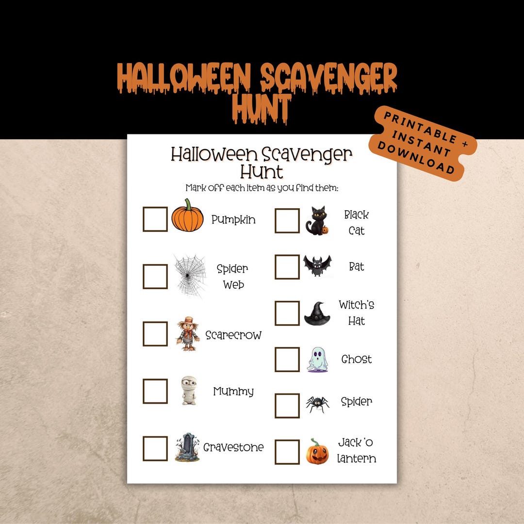 Halloween Scavenger Hunt, Digital Printable for Family Fun, Halloween ...