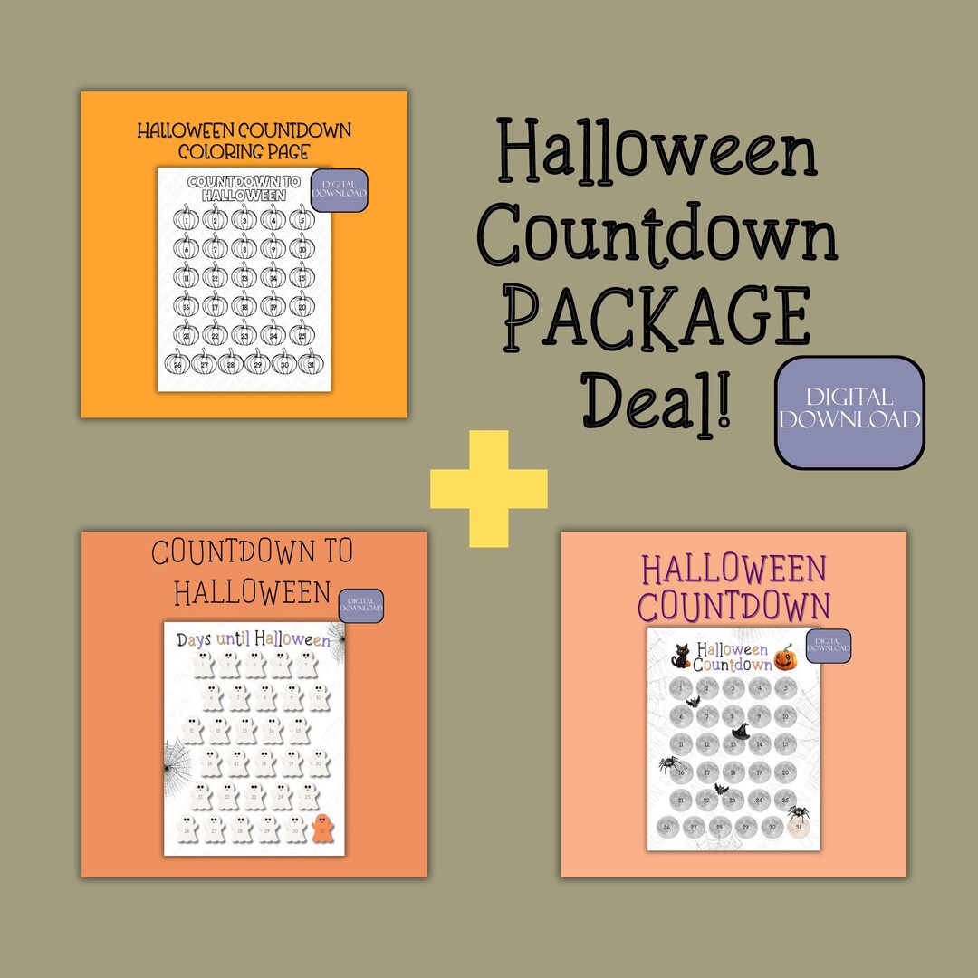 Halloween Countdown Tracker Printable BUNDLE, 30-day Holiday Countdown ...