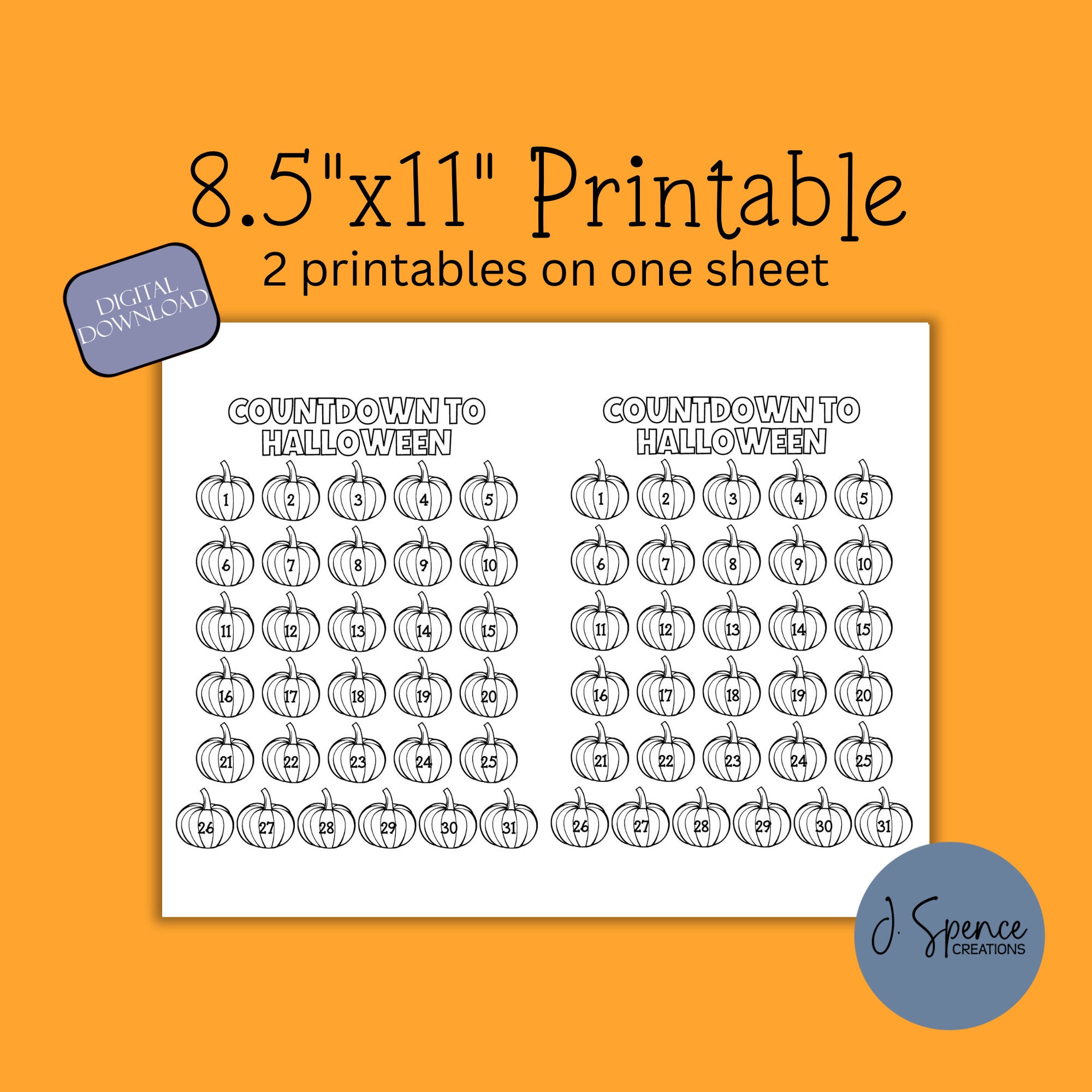 Halloween Countdown Tracker Printable, Holiday Coloring Countdown ...