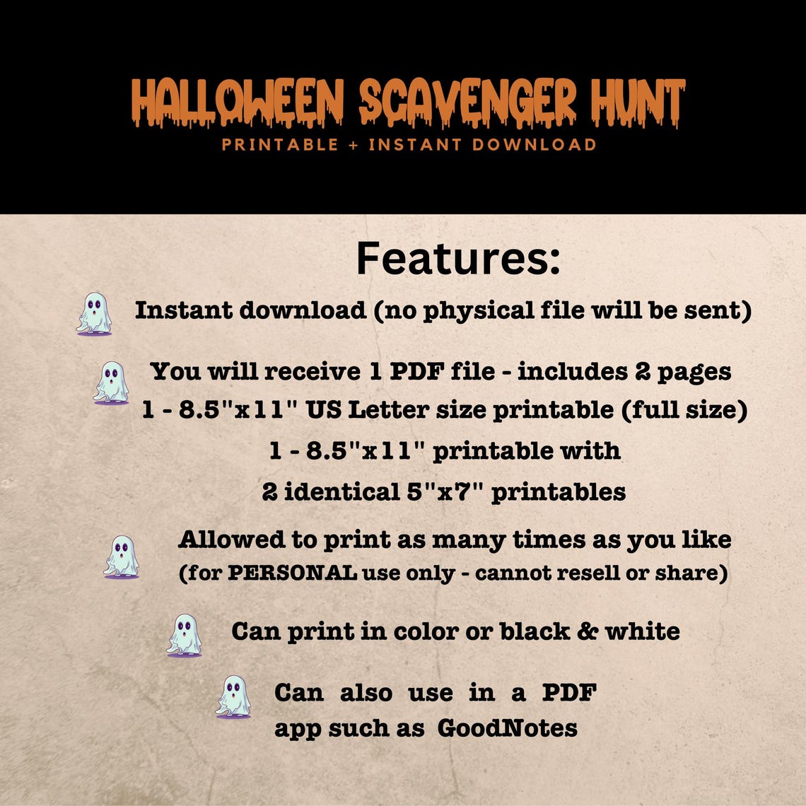 Halloween Scavenger Hunt, Digital Printable for Family Fun, Halloween ...