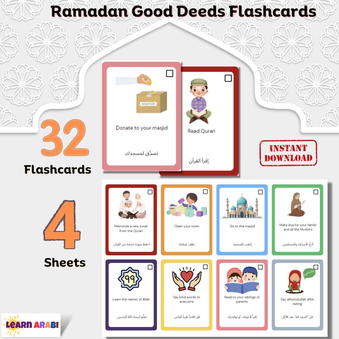 Ramadan Good Deeds Activities Flashcards| Ramadan Flashcards| Ramadan ...