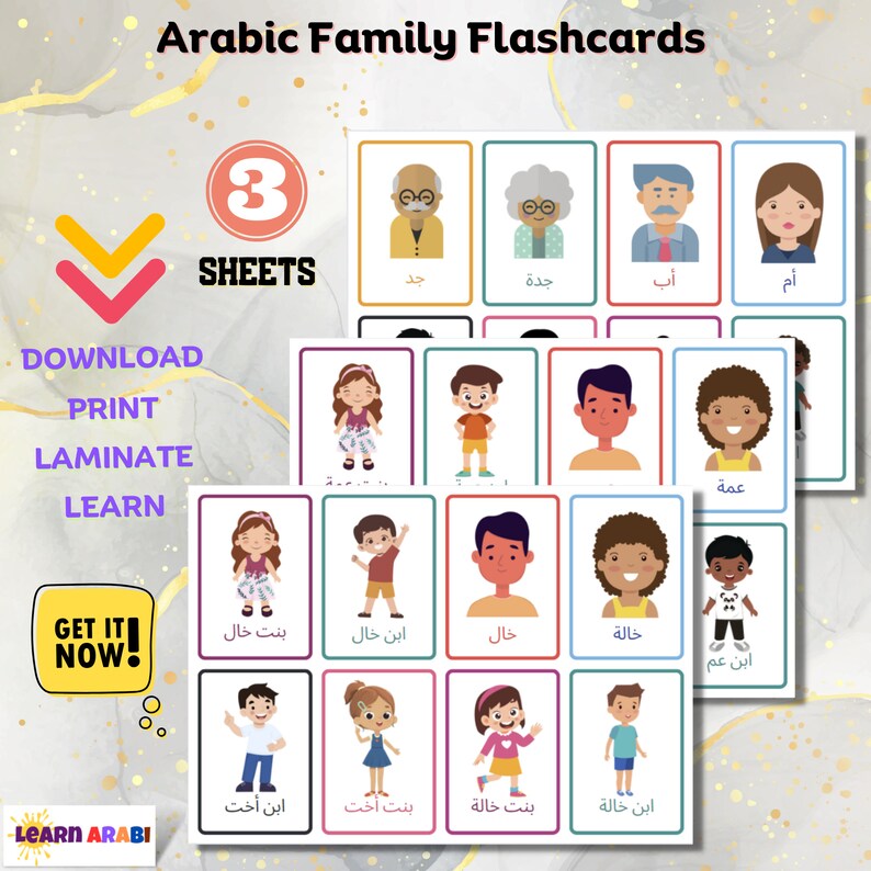 Arabic Family Flashcards | Arabic Family Activity Worksheets | Family ...