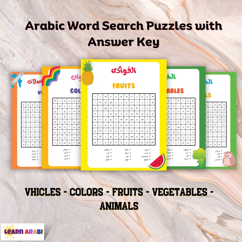 Arabic Word Search Puzzles With Answer Key - Etsy